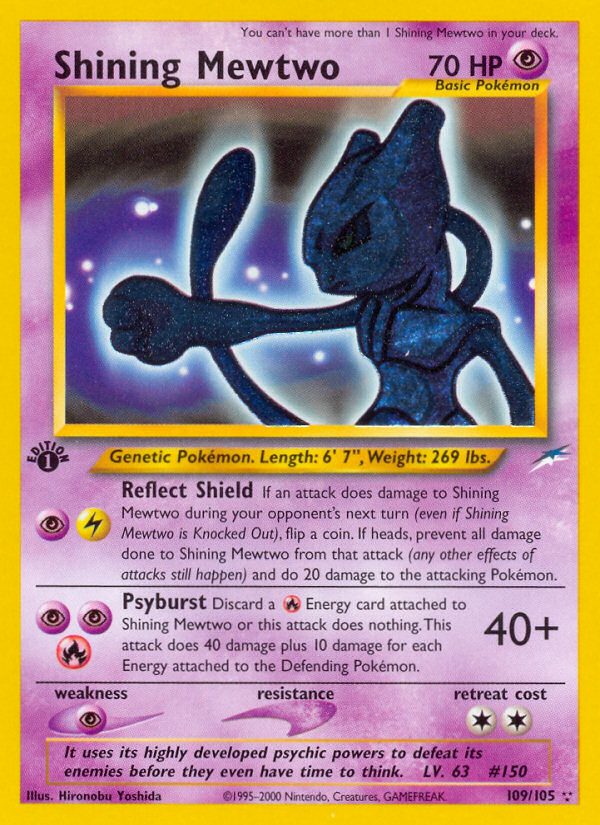 Shining Mewtwo 109/105 - Rare Shining Card | Neo Destiny (neo4-109)