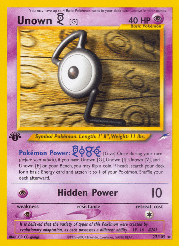 Unown [G] #27 - Neo Destiny | Price Guide & Historical Value (Ungraded ...